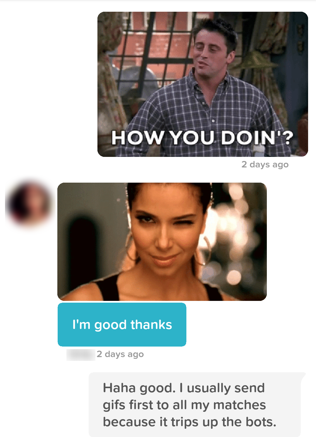 Using a gif to verify she's not a bot - Relationship Hero